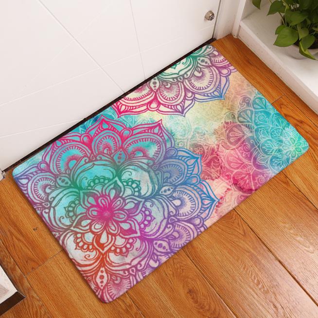 Flannel geometric printing floor mat
